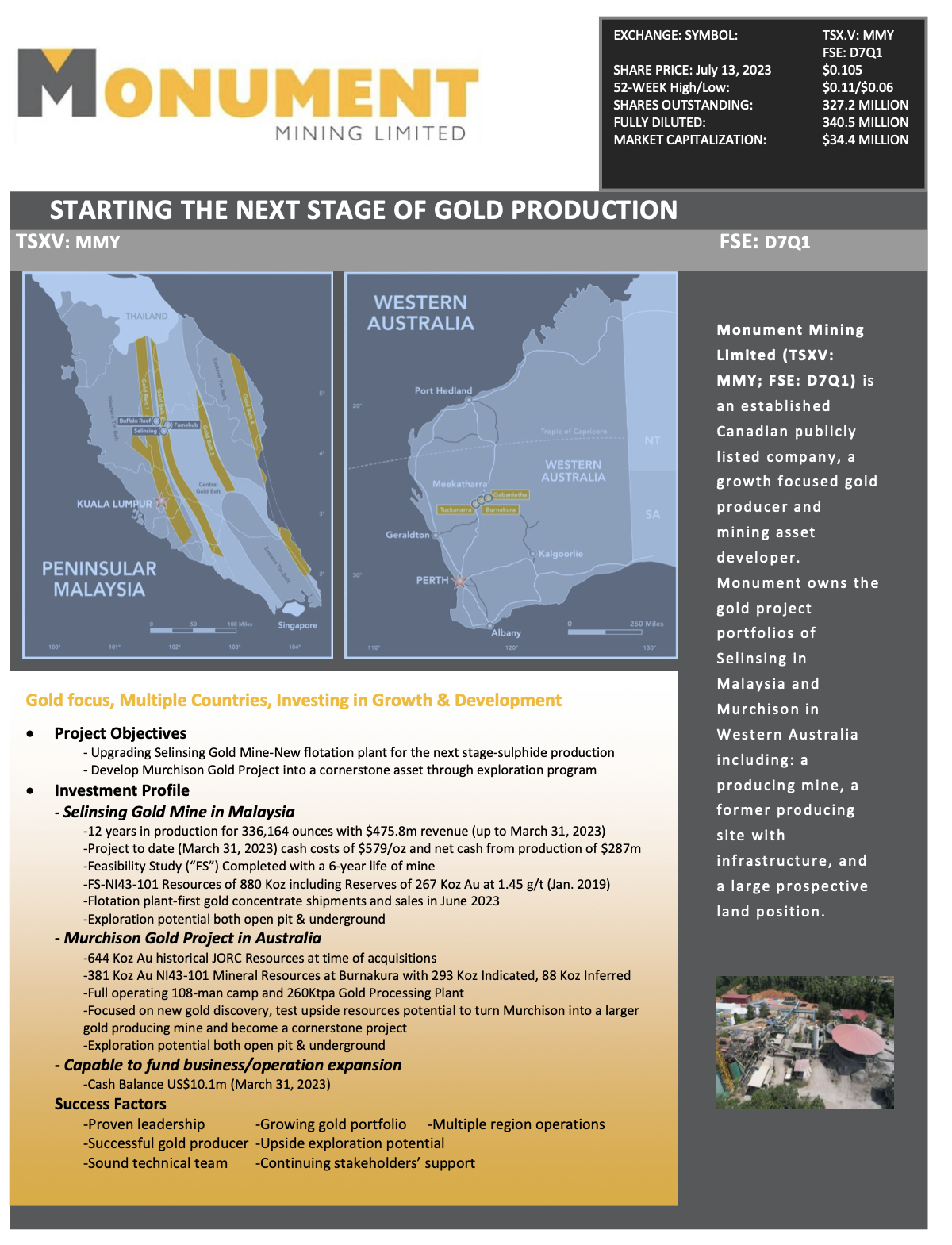 Presentation and Factsheet | Monument Mining Limited